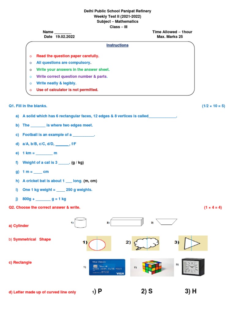 Write Your Answers in The Answer Sheet.: Write Correct Question Number ...