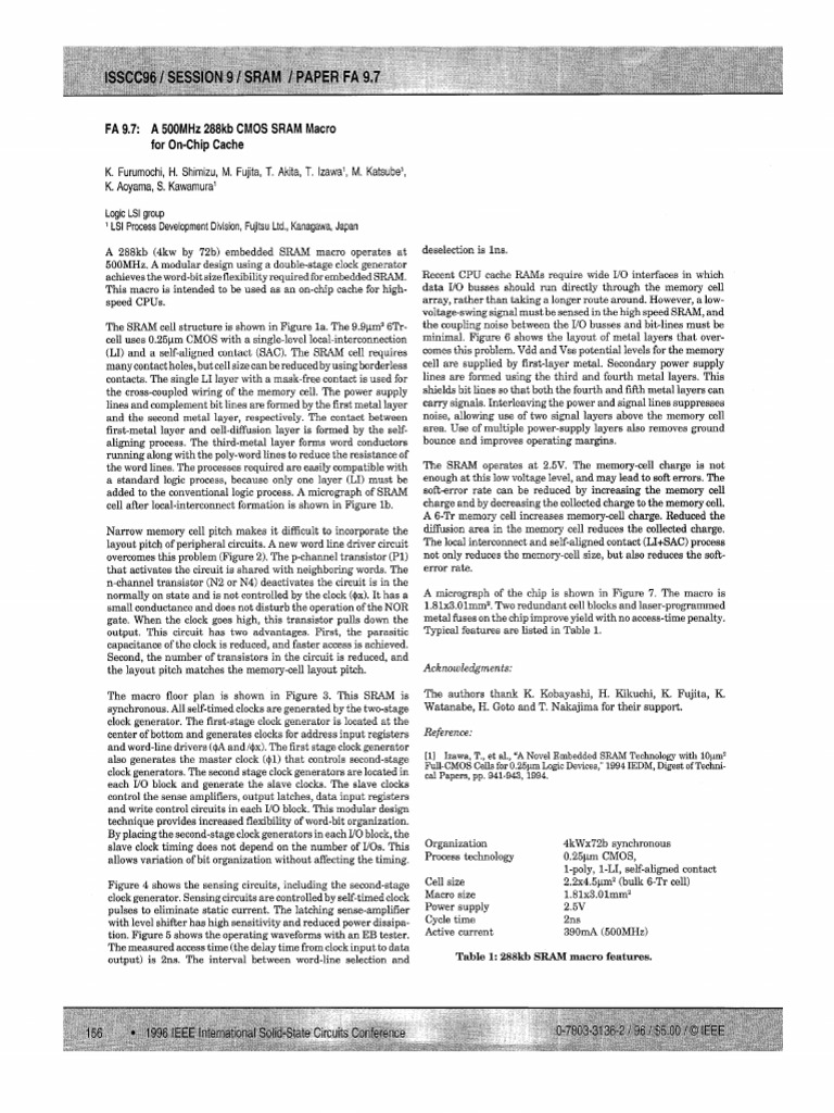 High-Speed CMOS SRAM for CPUs | PDF | Electronic Circuits | Field ...