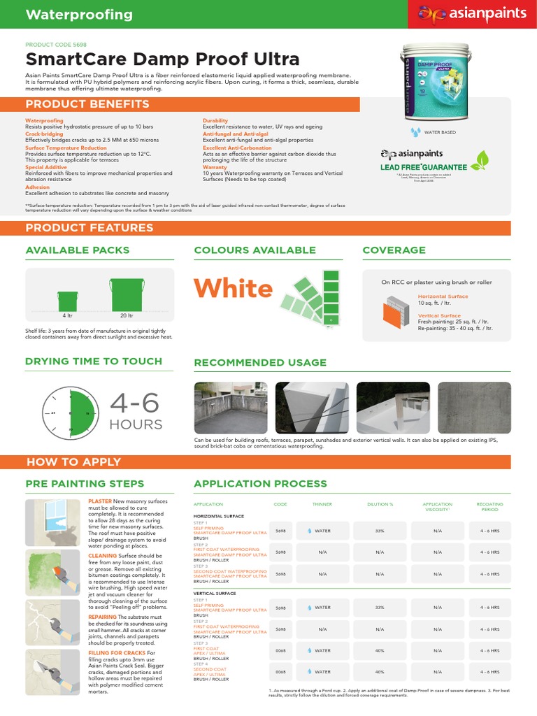 Smartcare Damp Proof Ultra Pis | PDF | Paint | Water