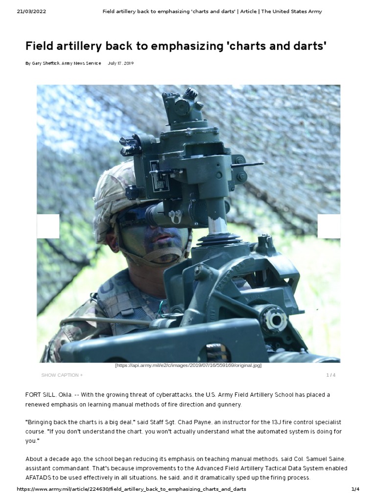 Field Artillery Back To Emphasizing 'Charts and Darts' - Article - The ...