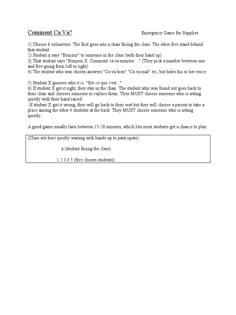 Comment Ca Va - French Games | PDF