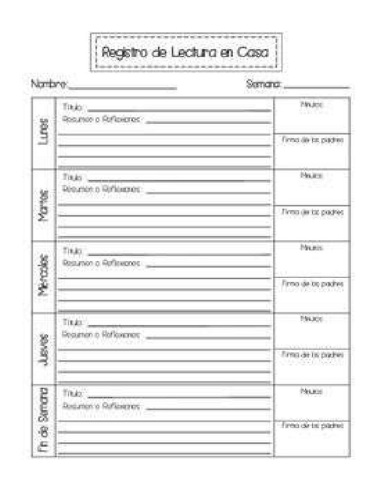 Registro de Lectura en Casa | PDF