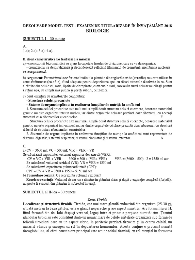 Rezolvare Test Titularizare 2018 | PDF