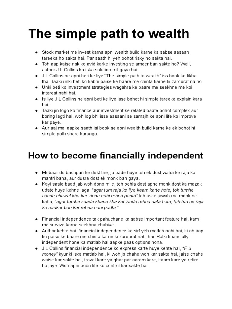 The Simple Path To Financial Independence Key Insights From Jl Collins
