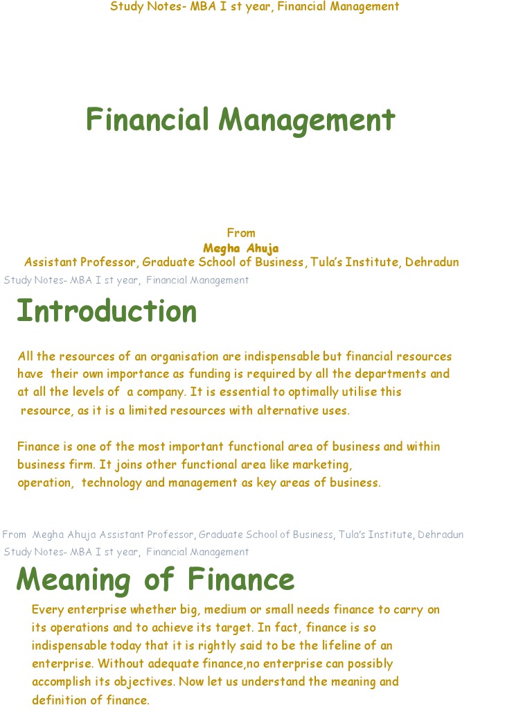 Financial Management - Mba | PDF | Net Present Value | Wealth