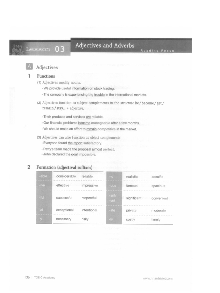 Reading - Lesson 3 | PDF | Adverb | Adjective