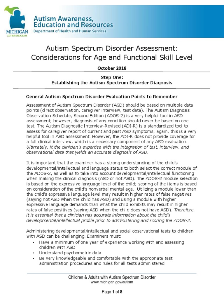 ASD Assessment Guidelines for Clinicians | PDF | Autism Spectrum ...