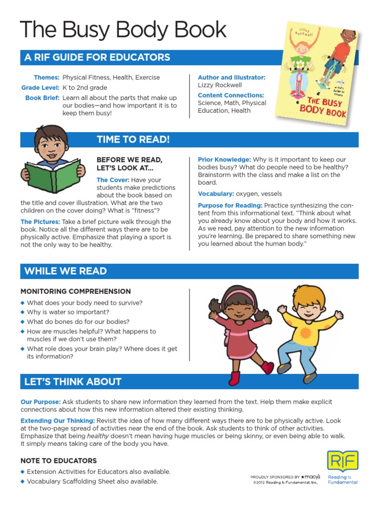 The Busy Body Book: A Rif Guide For Educators | PDF | Reading ...
