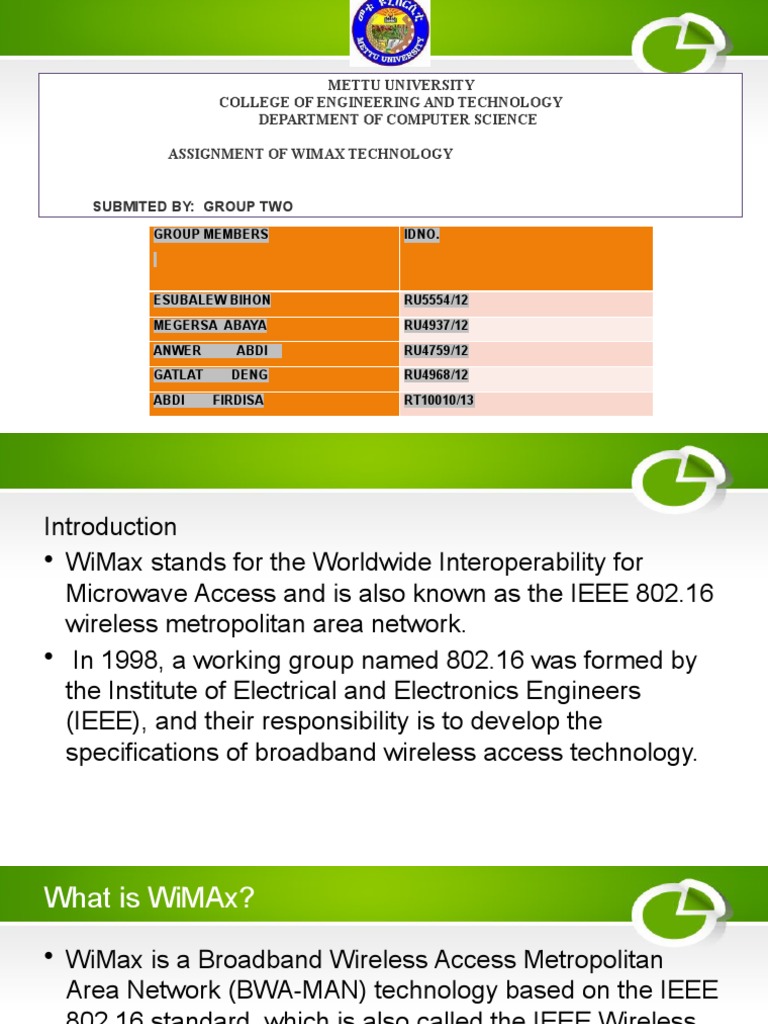 WiMax Technology Overview and Applications | PDF | Wi Max | Orthogonal ...