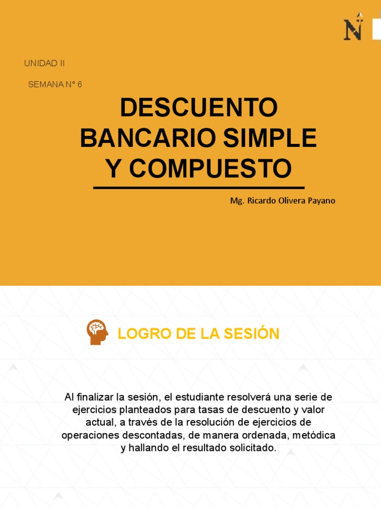 S6 Descuento Bancario Simple y Compuesto - Actual - 2022 | PDF | Bancos ...
