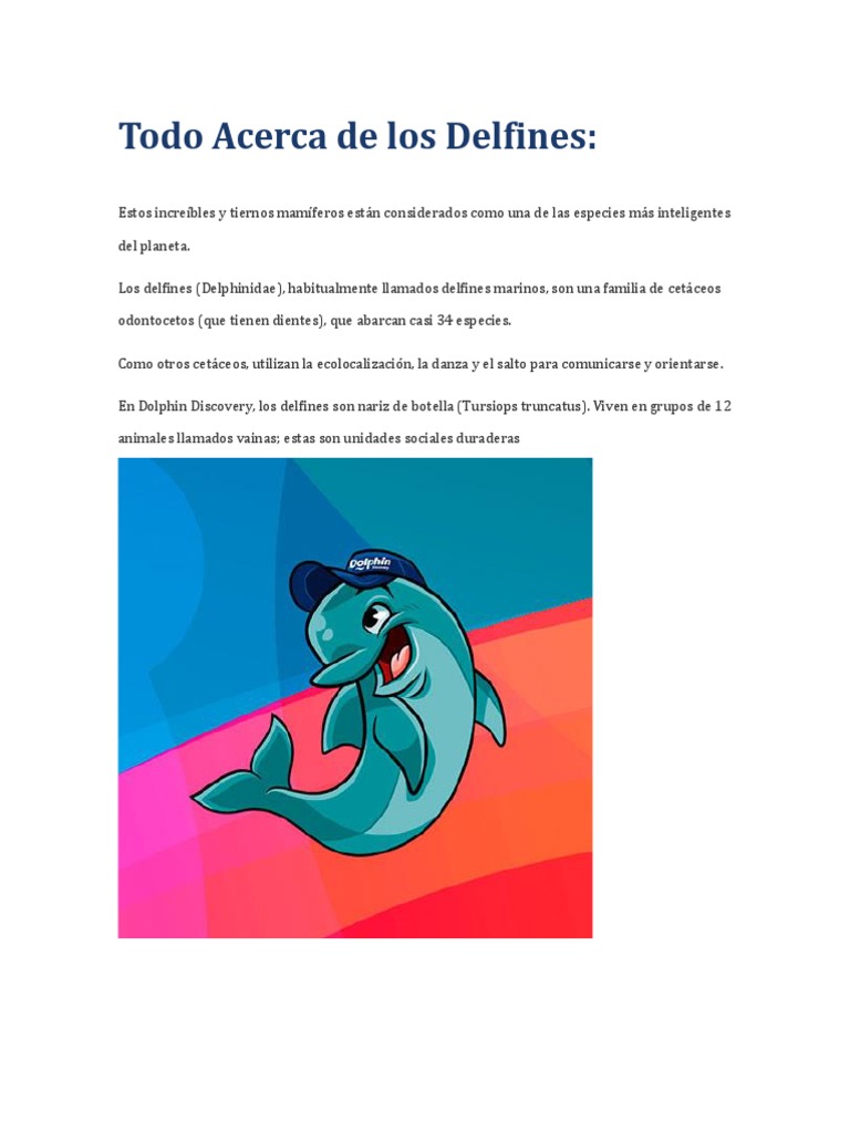 Información sobre Delfines para Niños | PDF | Artes del Lenguaje y ...