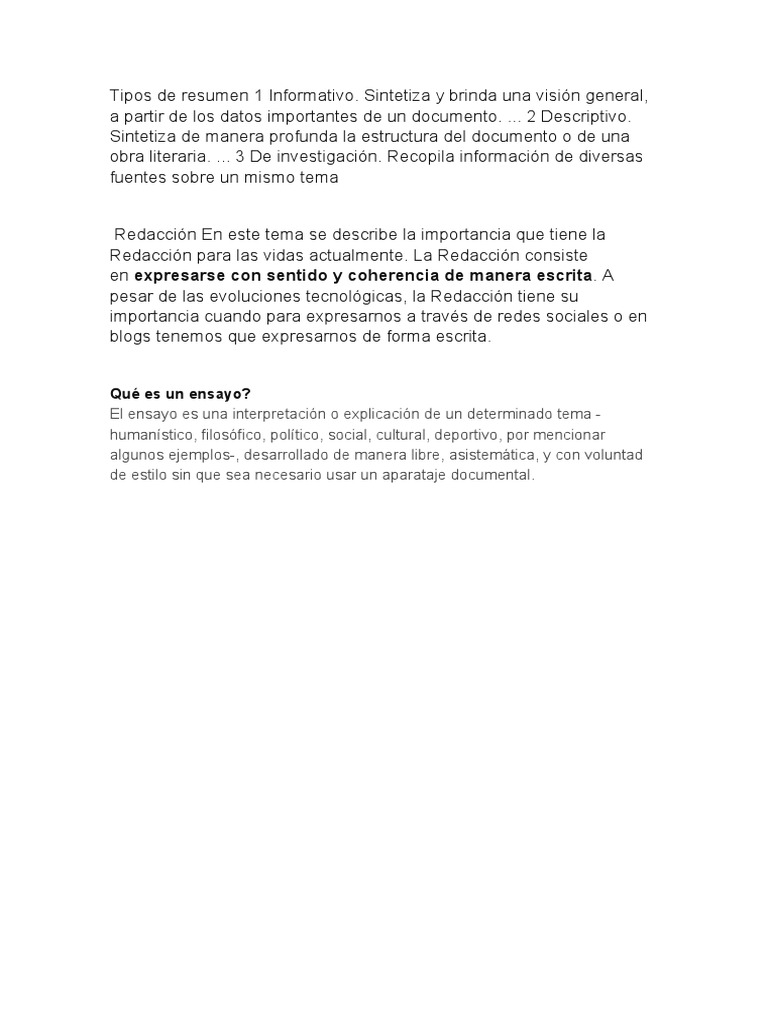 Tipos de Resumen 1 Informativo | PDF