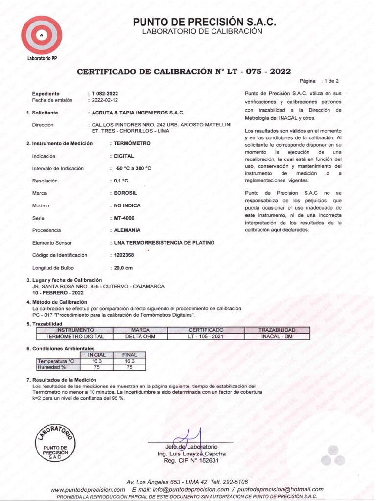 Certificados de Calibracion | PDF