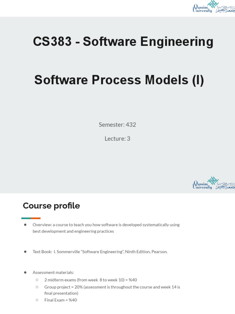 CS383 - Software Engineering: Semester: 432 | PDF | Software ...