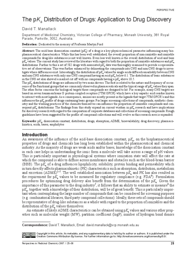PKa and Drug Discovery and Developmente | PDF | Acid Dissociation ...