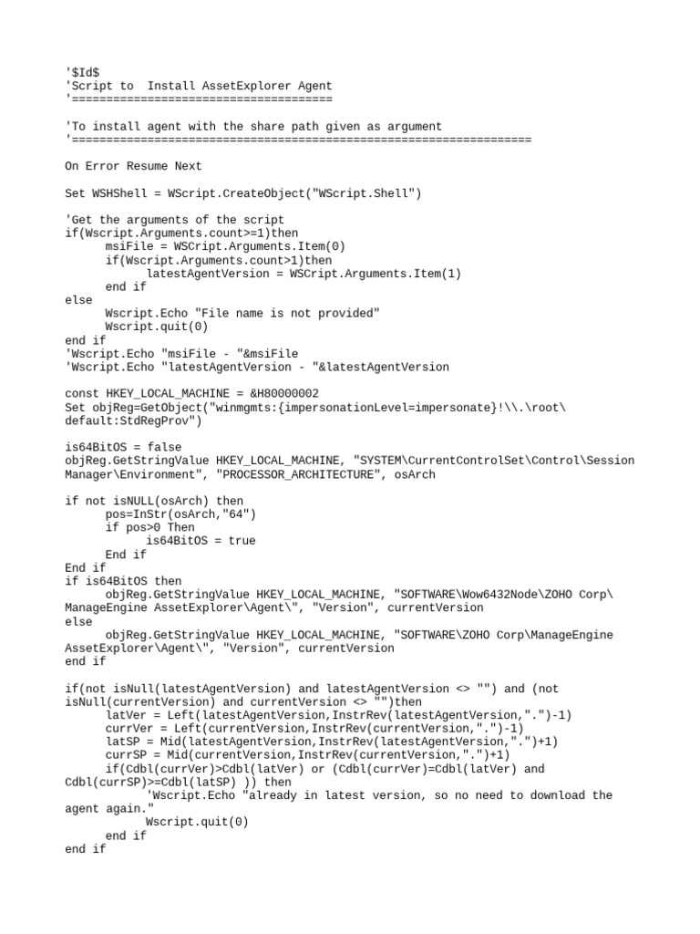 InstallAgent Vbs | PDF