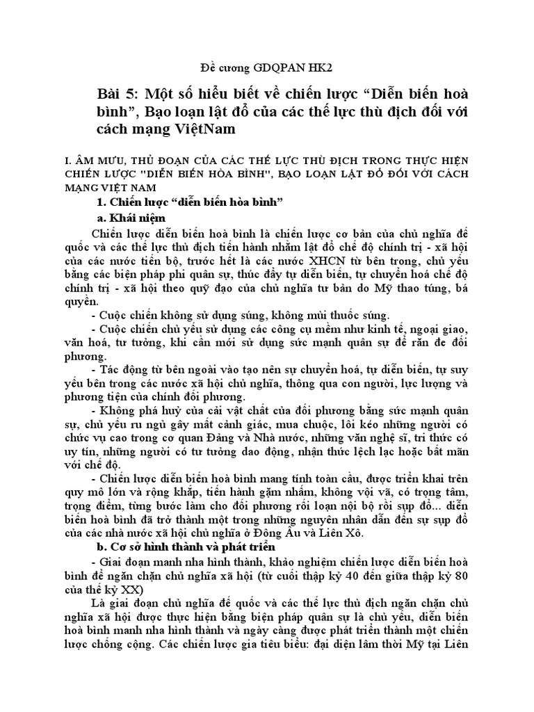 Đề Cương Gdqpan Hk2 | PDF