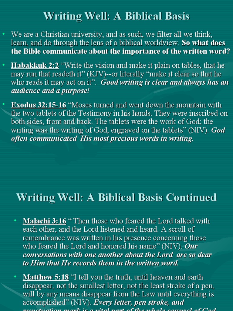 Biblical Basis Writing Well | PDF | Bible | New International Version