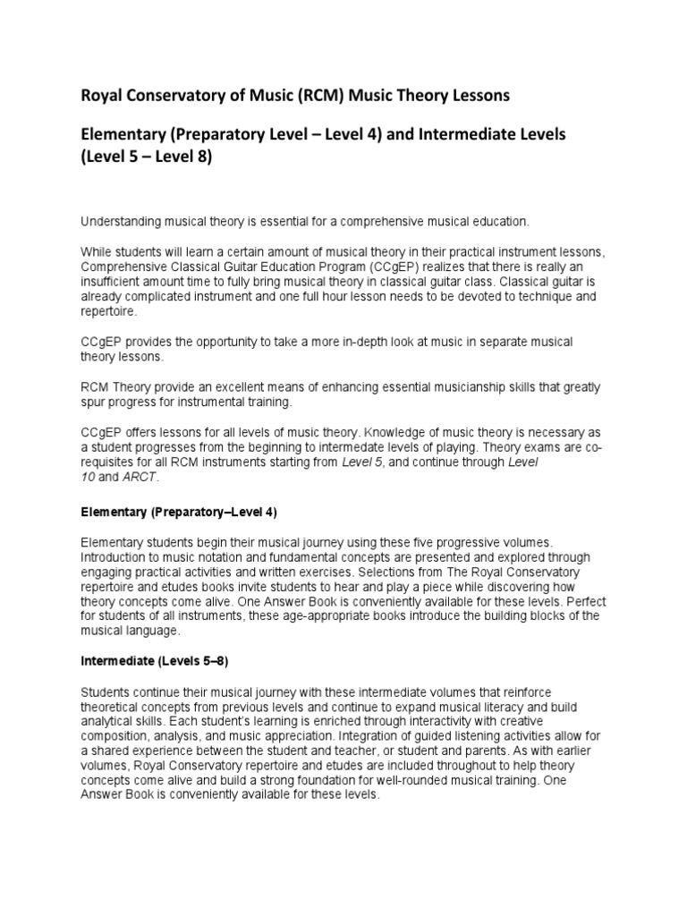 Royal Conservatory of Music (RCM) Music Theory Lessons Elementary ...