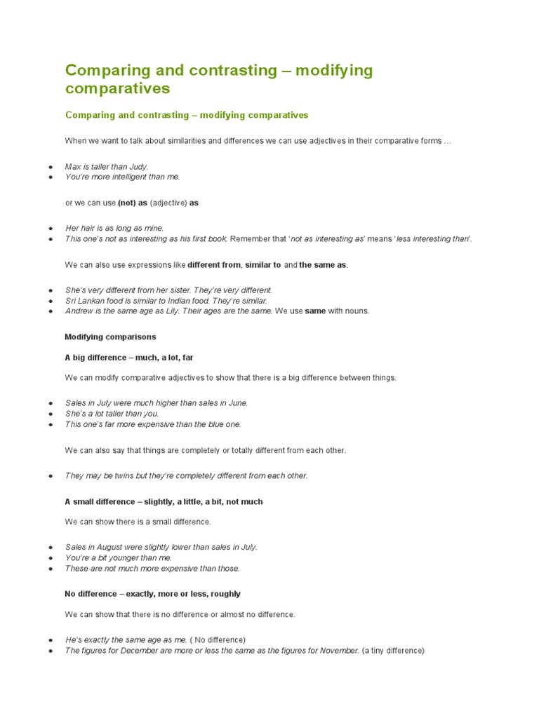 Lesson On Comparing and Contrasting | PDF