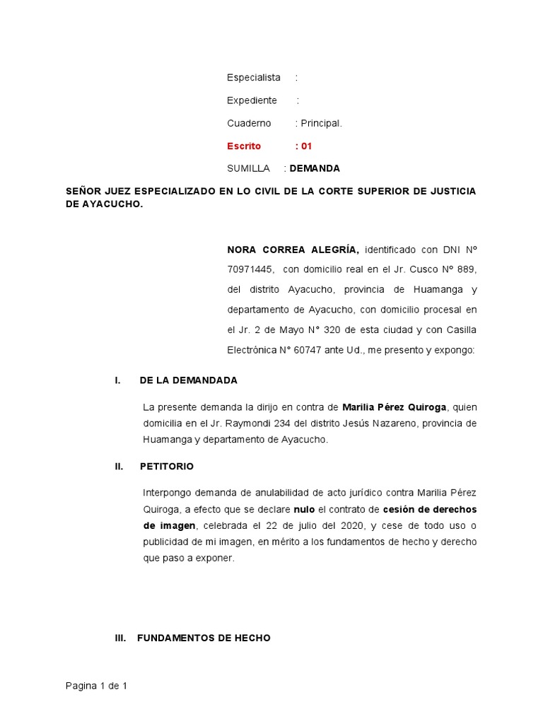 Demanda | PDF | Demanda judicial | Justicia