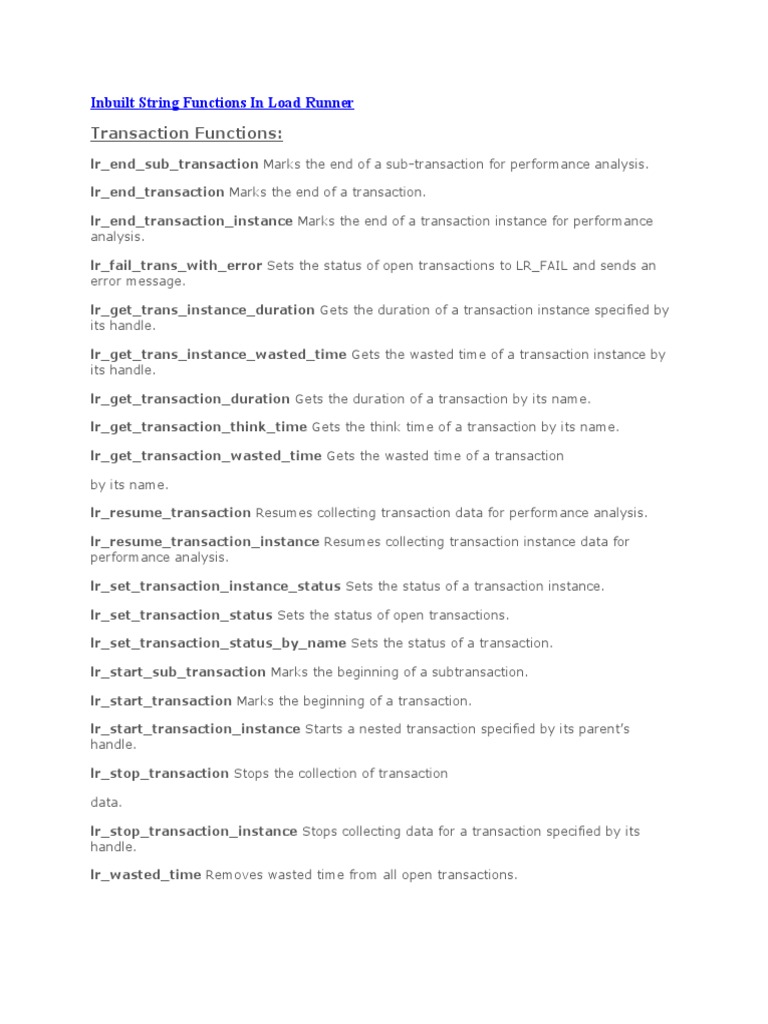LoadRunner Inbuilt String Functions | PDF | Command Line Interface ...