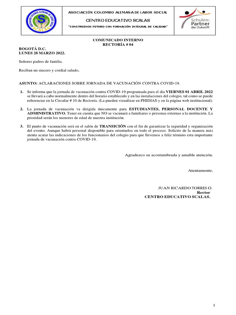 COMUNICADO+INTERNO+No +4 | PDF