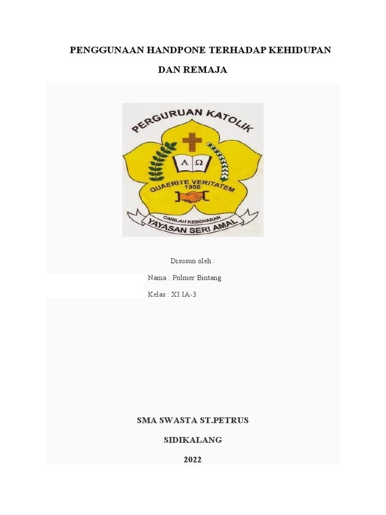 Karya Tulis Ilmiah Pengaruh Handphone Te | PDF Karya Tulis Ilmiah Pengaruh Handphone Te | PDF