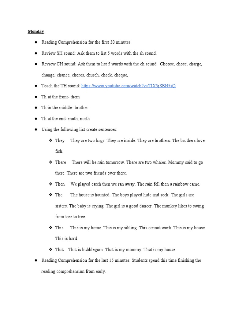 Weekly Lesson Plan for Reading & Math | PDF | Reading Comprehension