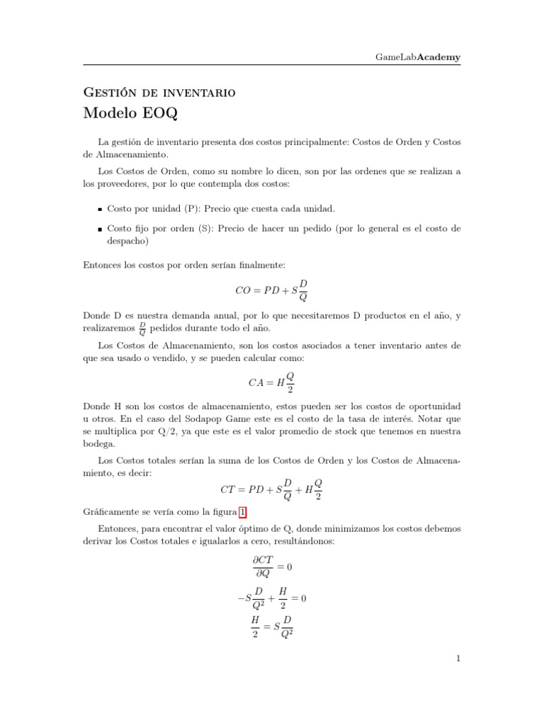 Modelo EOQ | PDF | Inventario | Economias
