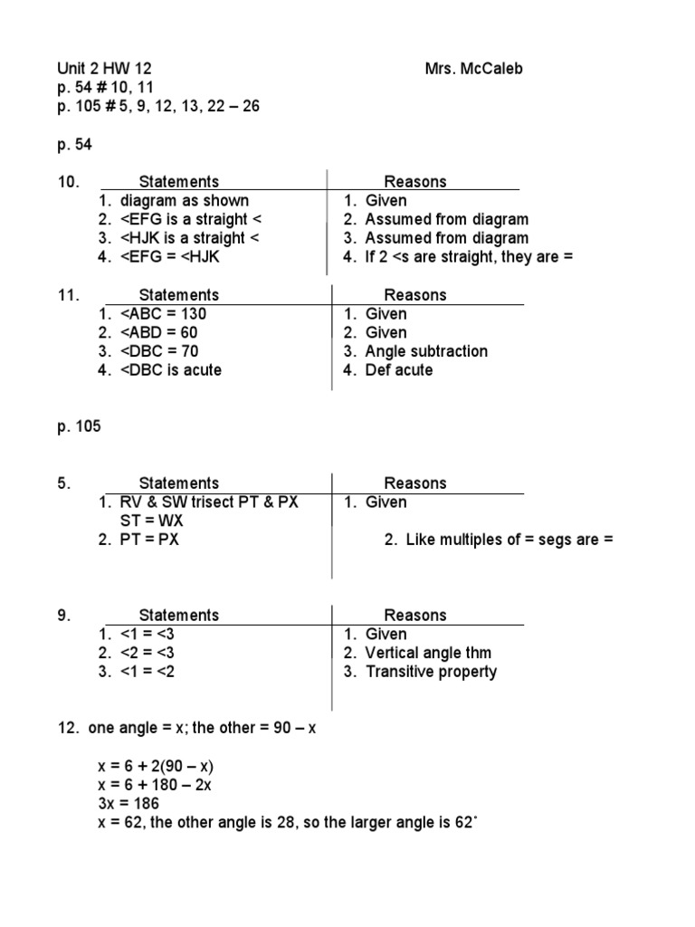 Unit 2 HW 12 Geometry Problems | PDF | Geometry | Elementary Geometry