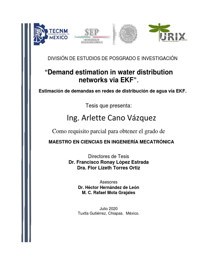 Estimaci N de Demandas en Redes de Distribuci N de Agua V A EKF | PDF | Agua | Diseño