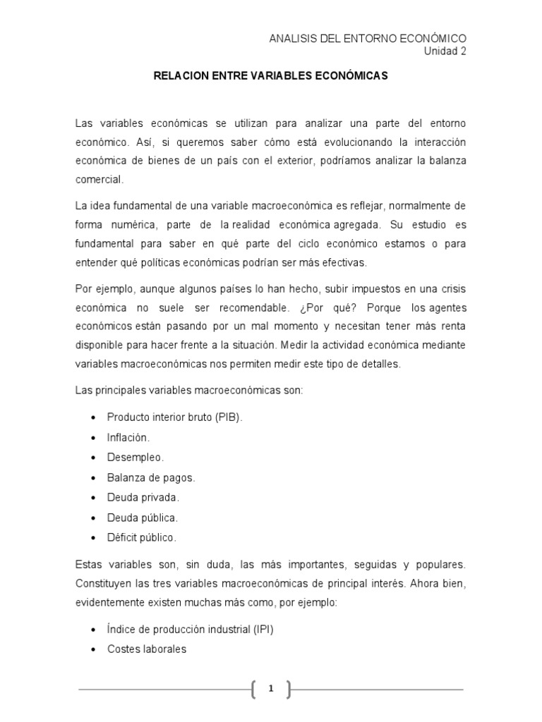 Relacion Entre Variables Economicas | PDF | Macroeconómica | Deuda ...
