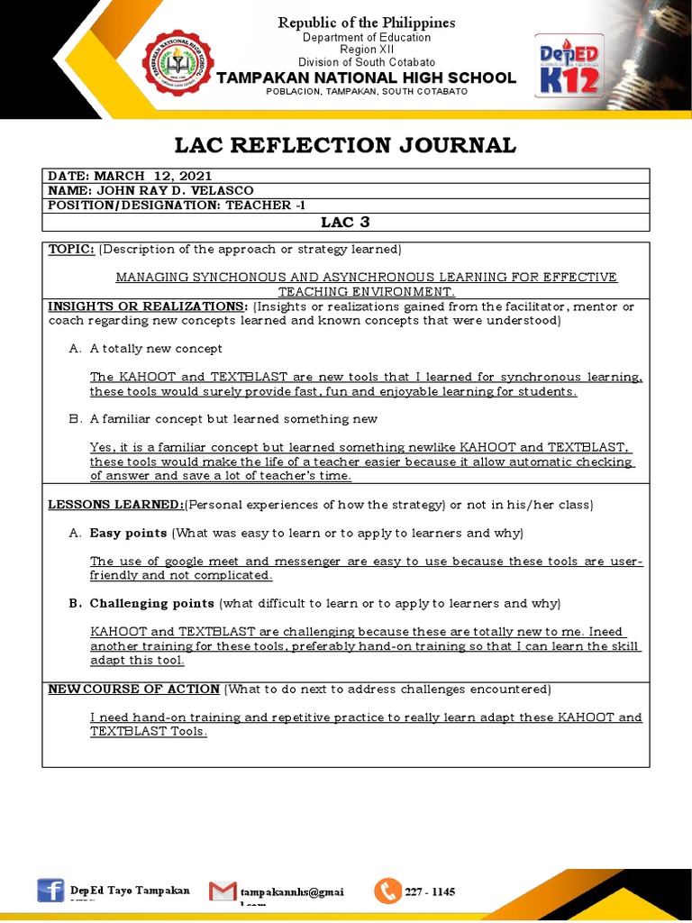 LAC Reflection Journal 3 | PDF