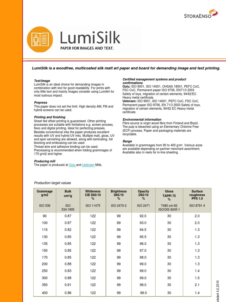 Lumisilk | PDF | Paper | Printing