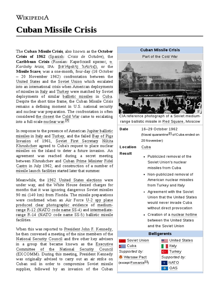 Cuban Missile Crisis | PDF | Cuban Missile Crisis | Intercontinental ...