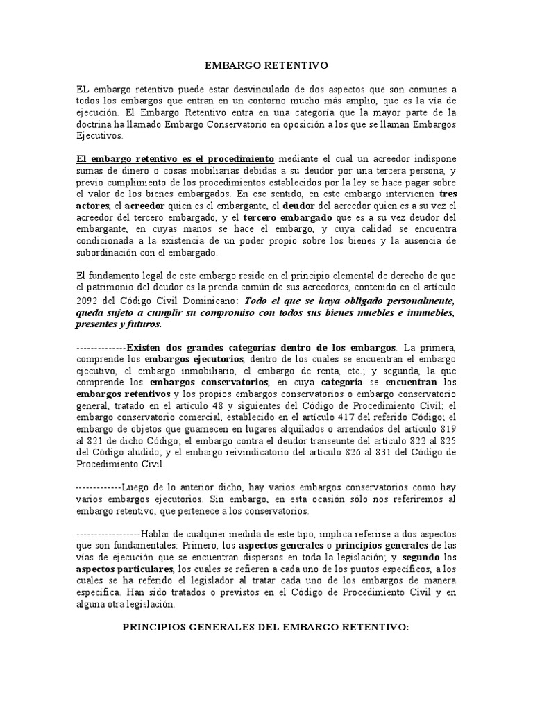 Embargo Retentivo | PDF | Demanda judicial | Sentencia (ley)