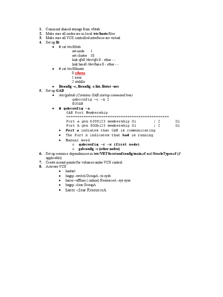 VCS Cluster Setup Guide | PDF