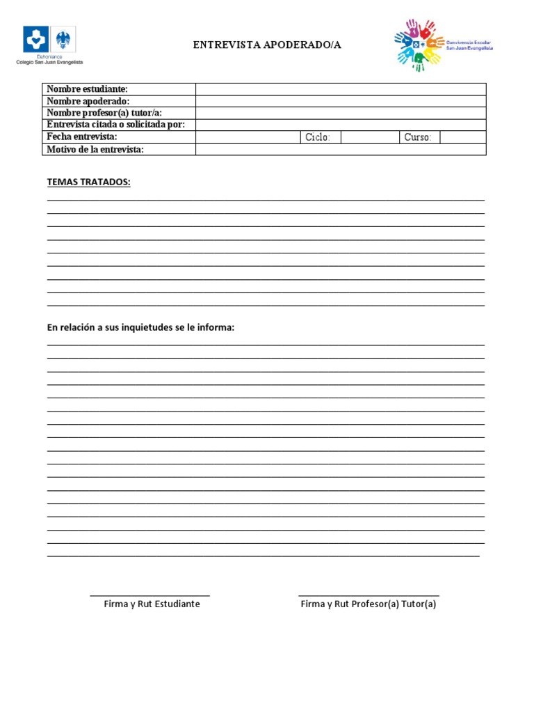 Detalles de Entrevista Apoderado Escolar | PDF