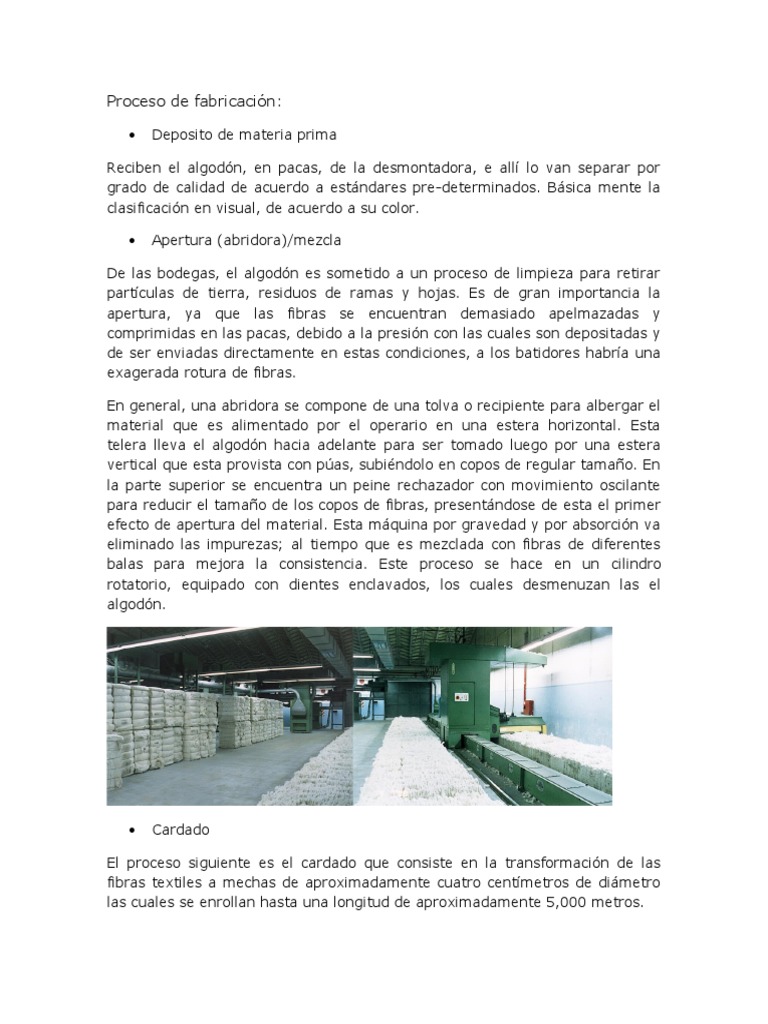 Proceso de Fabricación Textil | PDF | Fibra sintética | Textiles