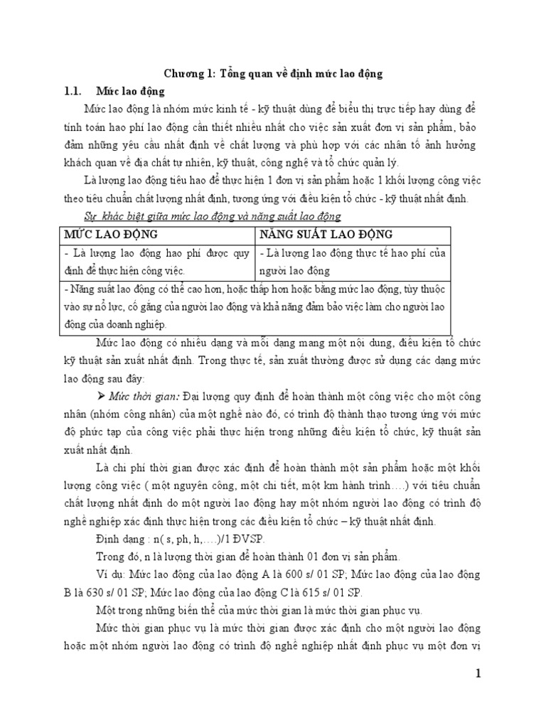 De Cuong Bai Giang Dinh Muc Lao Dong Cuc 20182019 | PDF