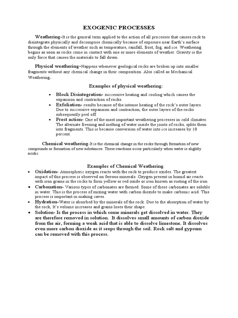Exogenic Processes | Download Free PDF | Weathering | Rock (Geology)