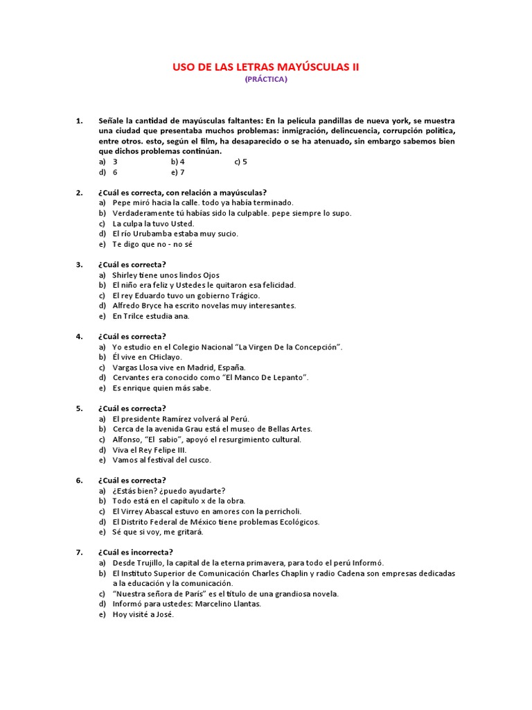 Uso correcto de mayúsculas en español | PDF | Perú | Lima