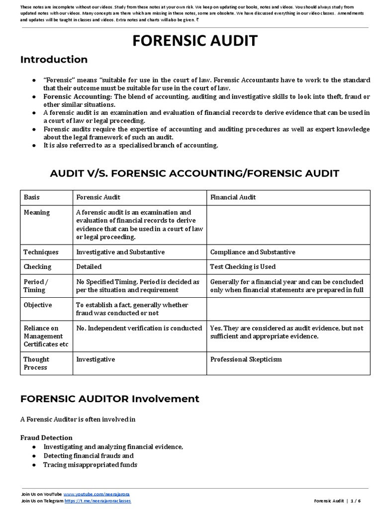 Forensic Audit Teaching | PDF | Audit | Business
