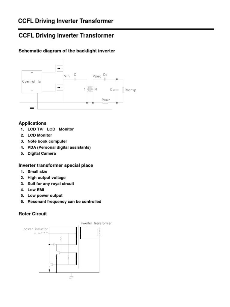 CCFL Driving Inverter Transformer CCFL Driving Inverter Transformer ...