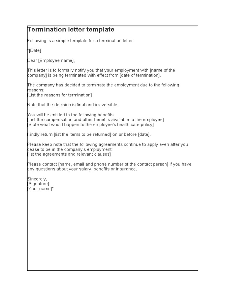 Sample - Letter - 2 - For Firing Employees | Download Free PDF ...