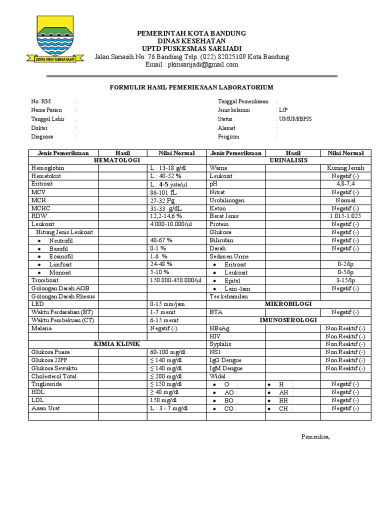 Form Hasil Pemeriksaan Laboratorium 2 | PDF | Natural Products ...