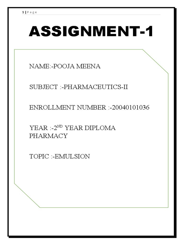 Assignment 1 Emulsion | PDF | Emulsion | Colloid