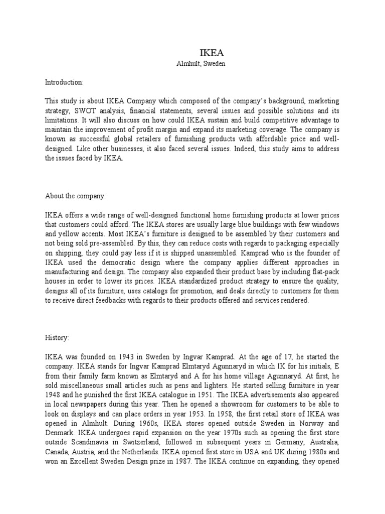IKEA Case Analysis | PDF | Innovation | Marketing