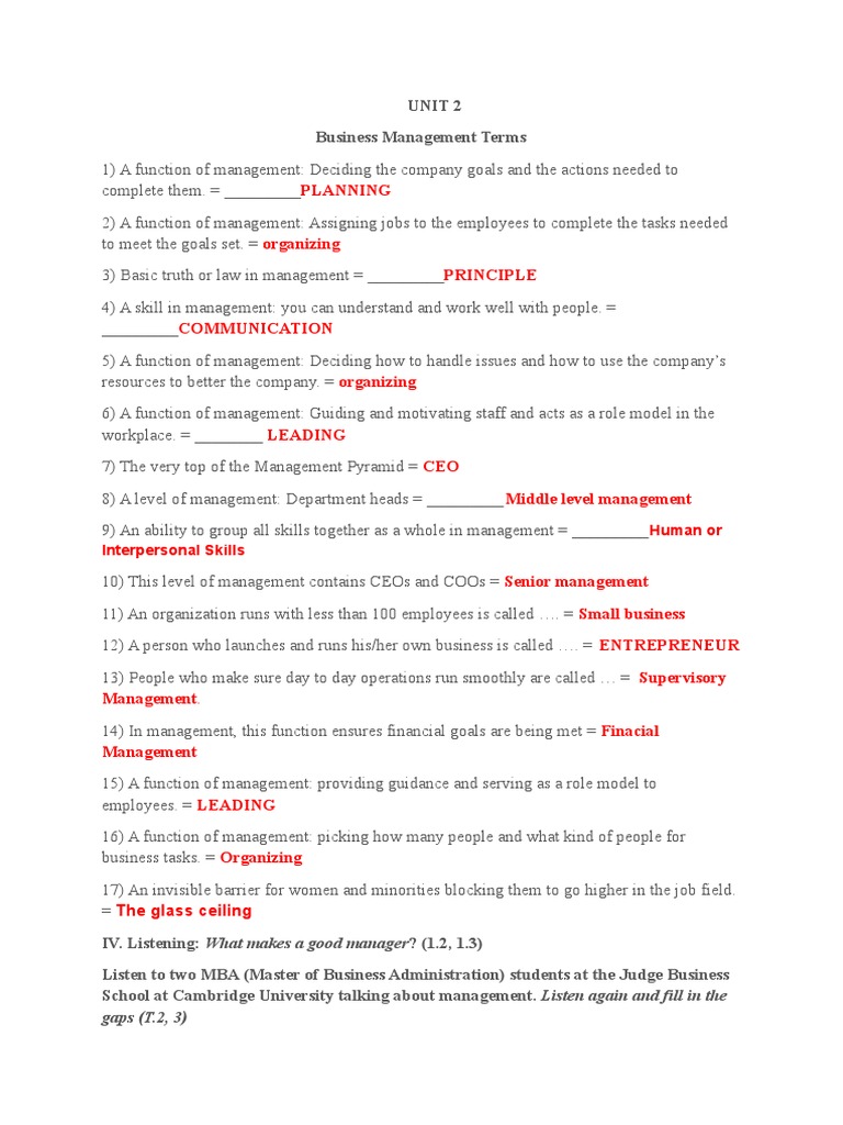 Unit 2 Business Management Terms | PDF | Economies | Business